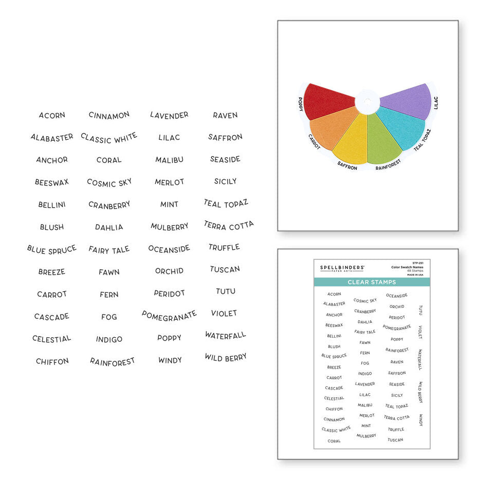 STP-251 Spellbinders - Color Swatch Names Clear Stamp Set – Cloud9 Crafts